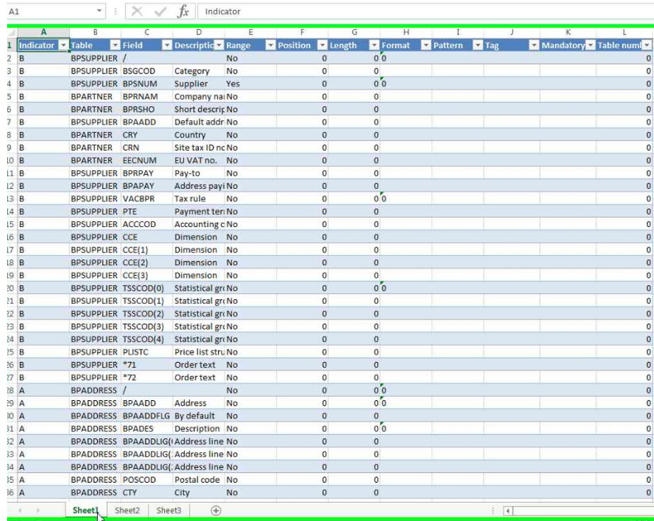 Appendix: Example spreadsheet import